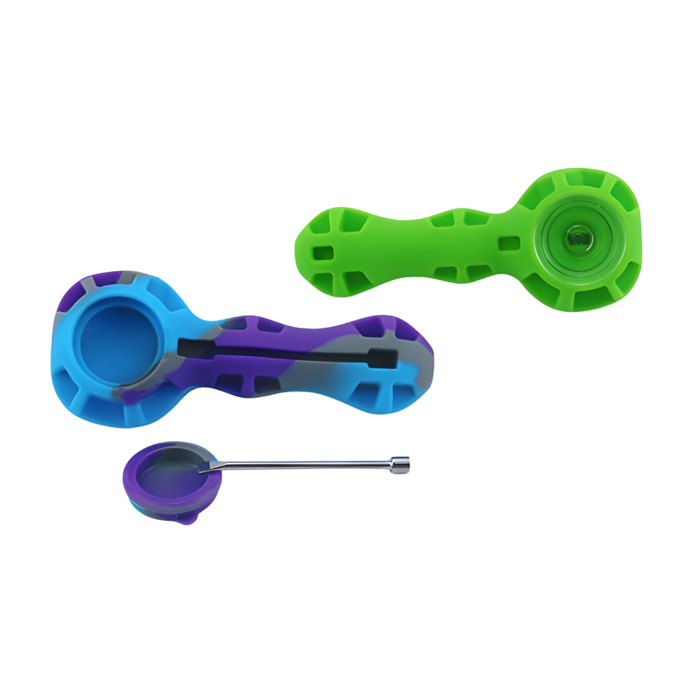 Pipe De Silicone Hexagonal Bowl De Vidro - Com Espátula E Slick ...