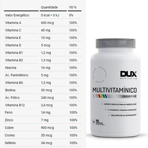 Dux Nutrition Multivitaminico 30 Capsulas - Mega Vale Cosméticos