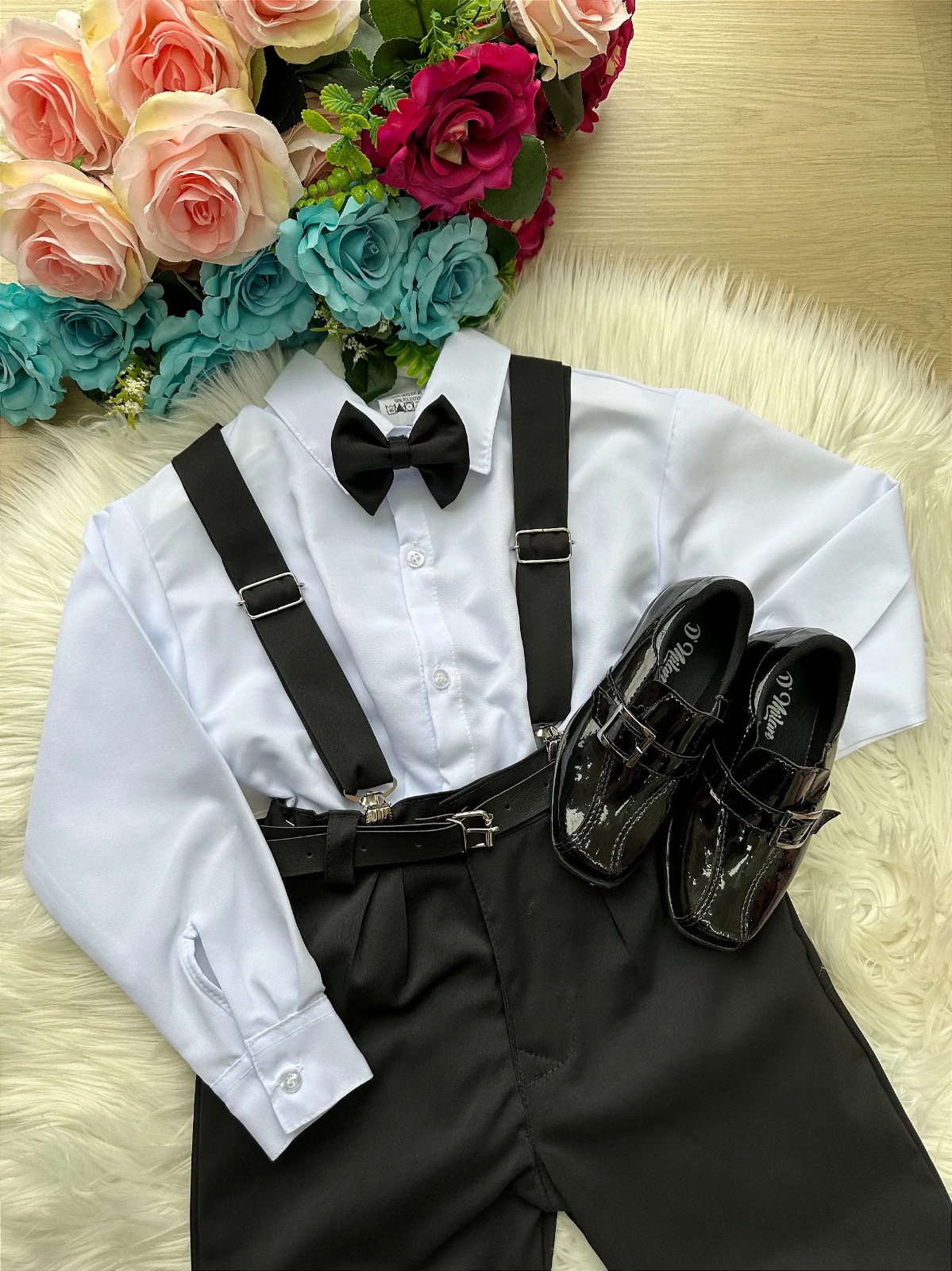 Conjunto Meninos Miss Cherry Leo Suspensorio Preto - BELLI KIDS ATACADO