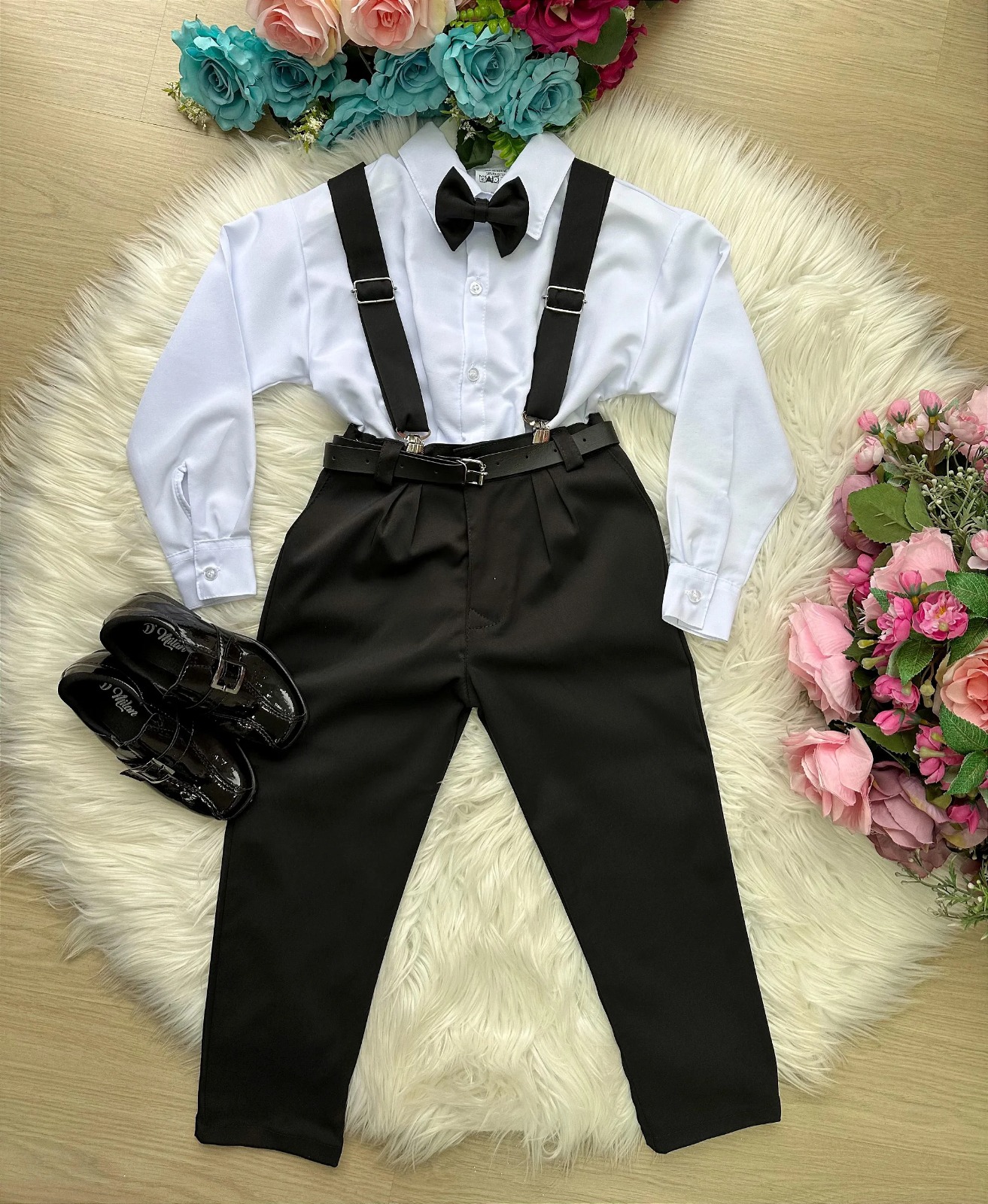 Conjunto Meninos Miss Cherry Leo Suspensorio Preto - BELLI KIDS ATACADO