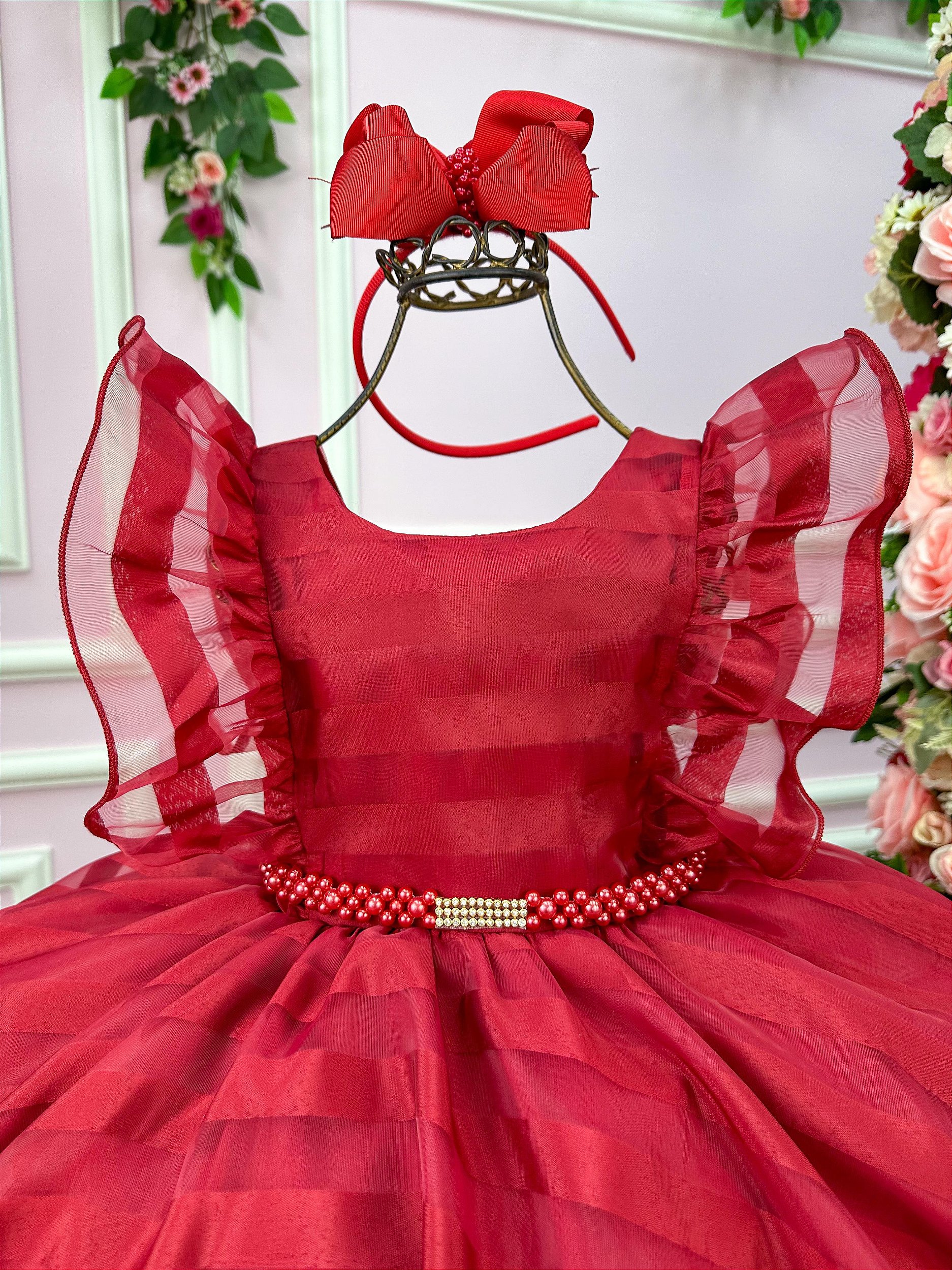 Vestido Bella Child Laila Vermelho - BELLI KIDS ATACADO