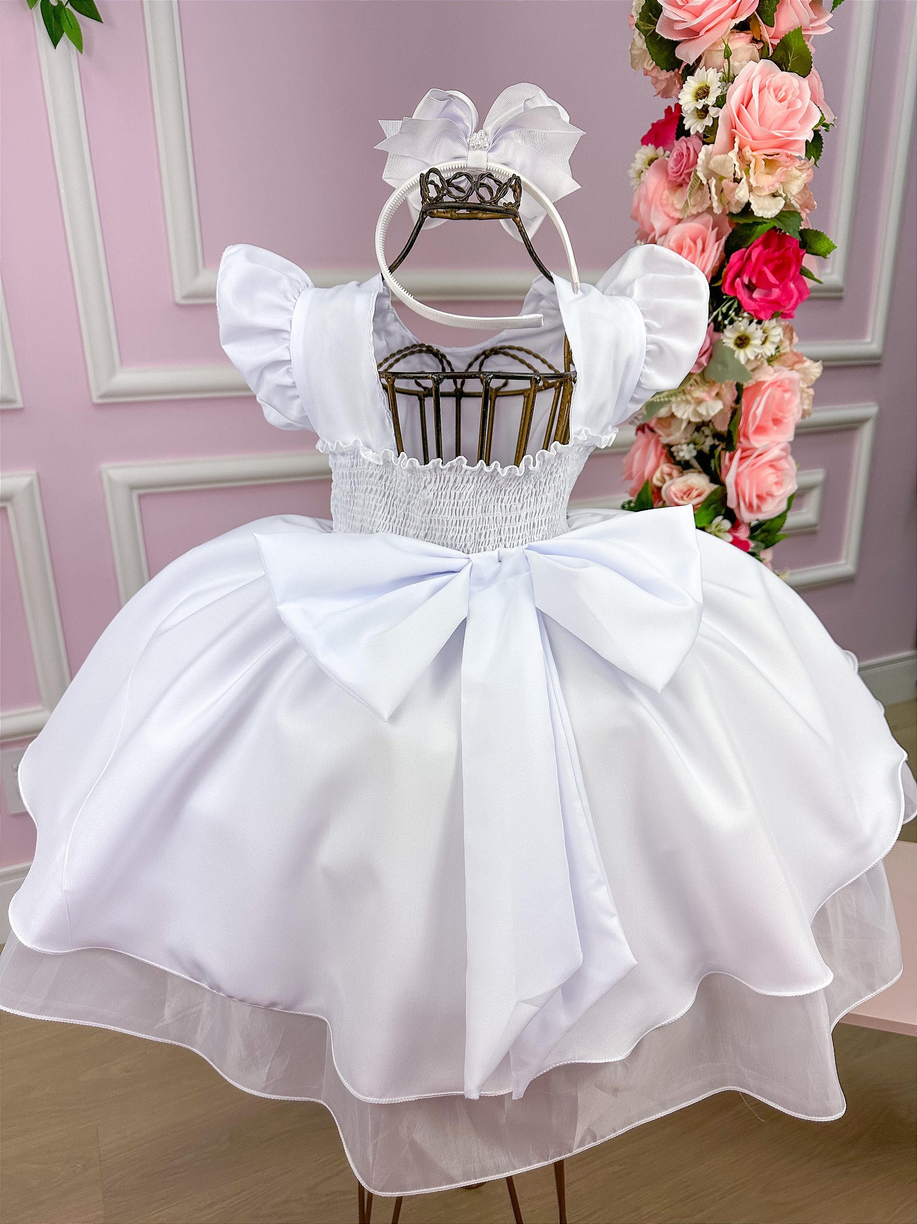 Vestido Belle Fille Elisa Branco - BELLI KIDS ATACADO