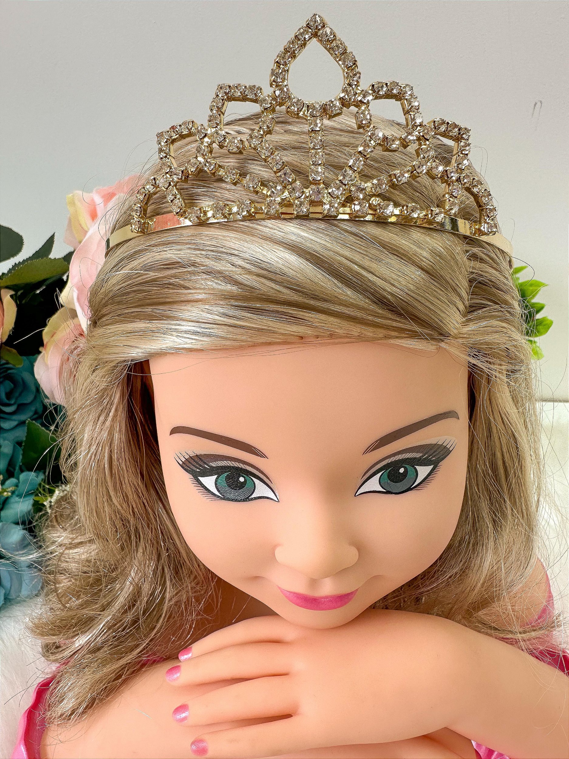Coroa Belli Strass Dourada Elisa/Eliza - BELLI KIDS ATACADO