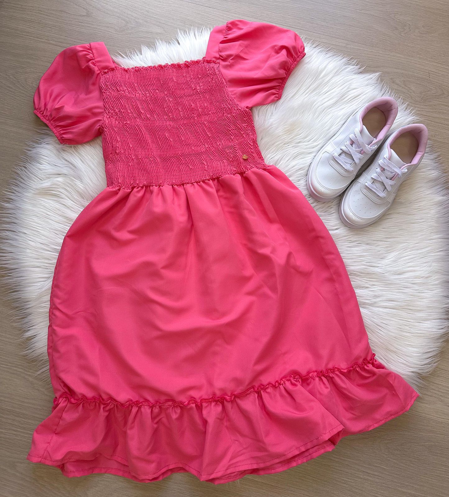 Vestido Blogueirinha Mãe e Filha Lara Coral - BELLI KIDS ATACADO