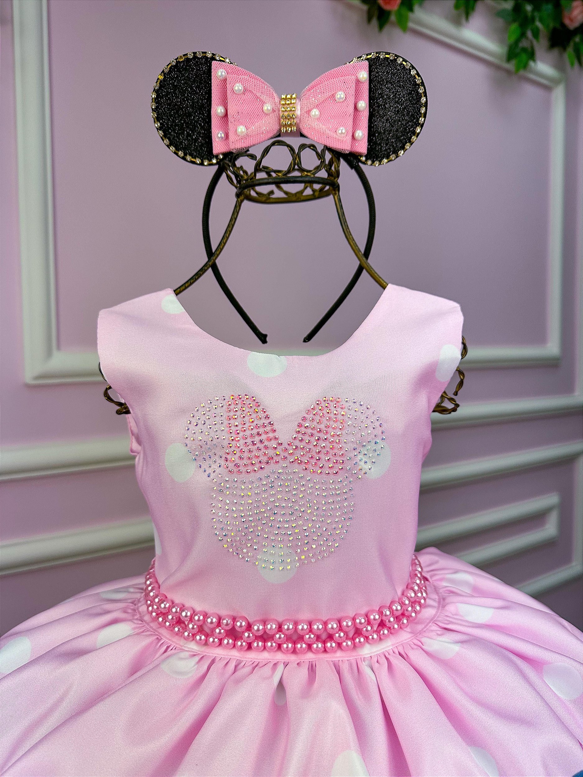 Vestido Tematicos da Miss Minnie/Minie Rosa Bebe - BELLI KIDS ATACADO