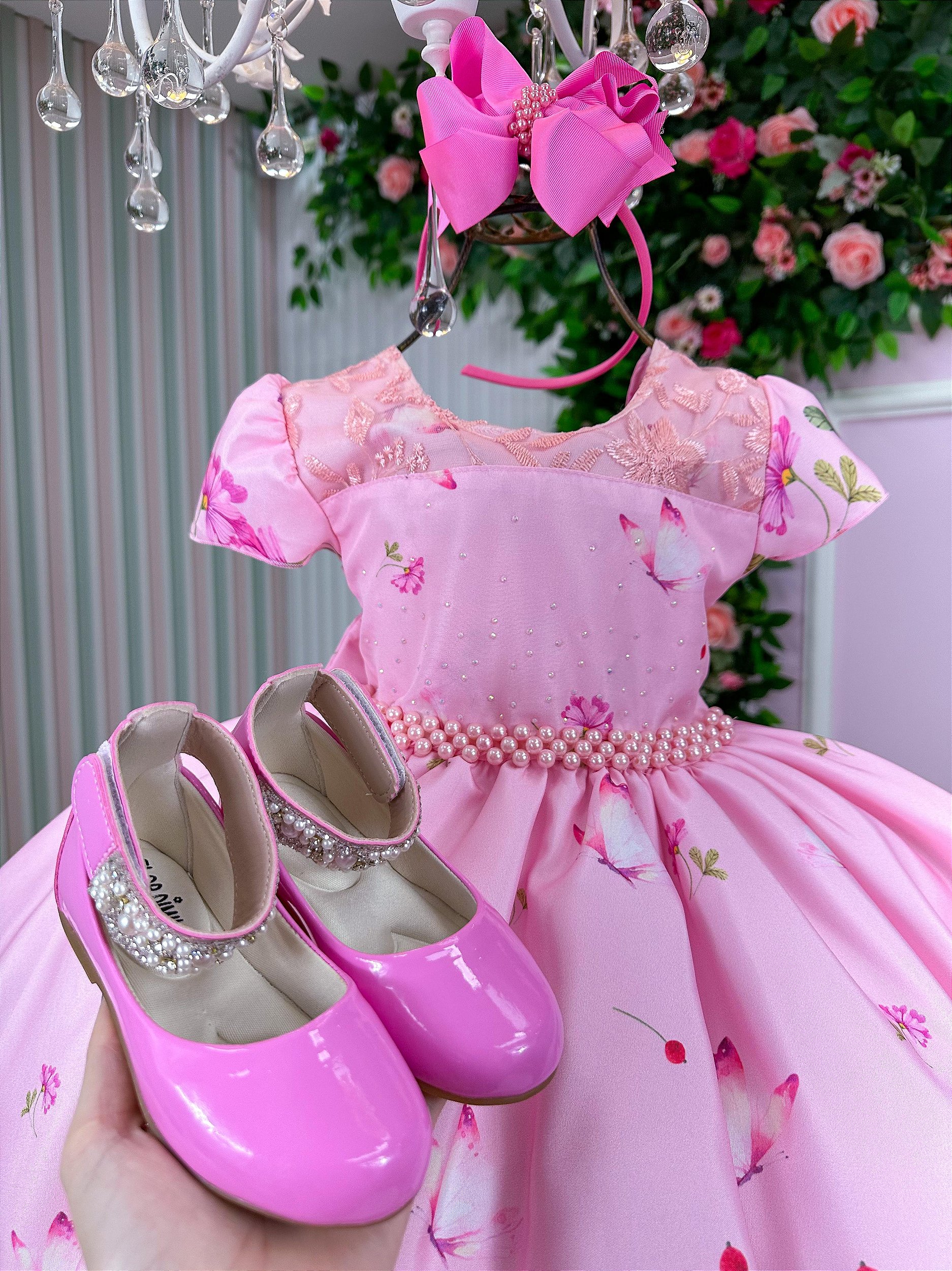 Vestido Giovanella/Giovanela Jardim das Borboletas Rosa Carla - BELLI ...