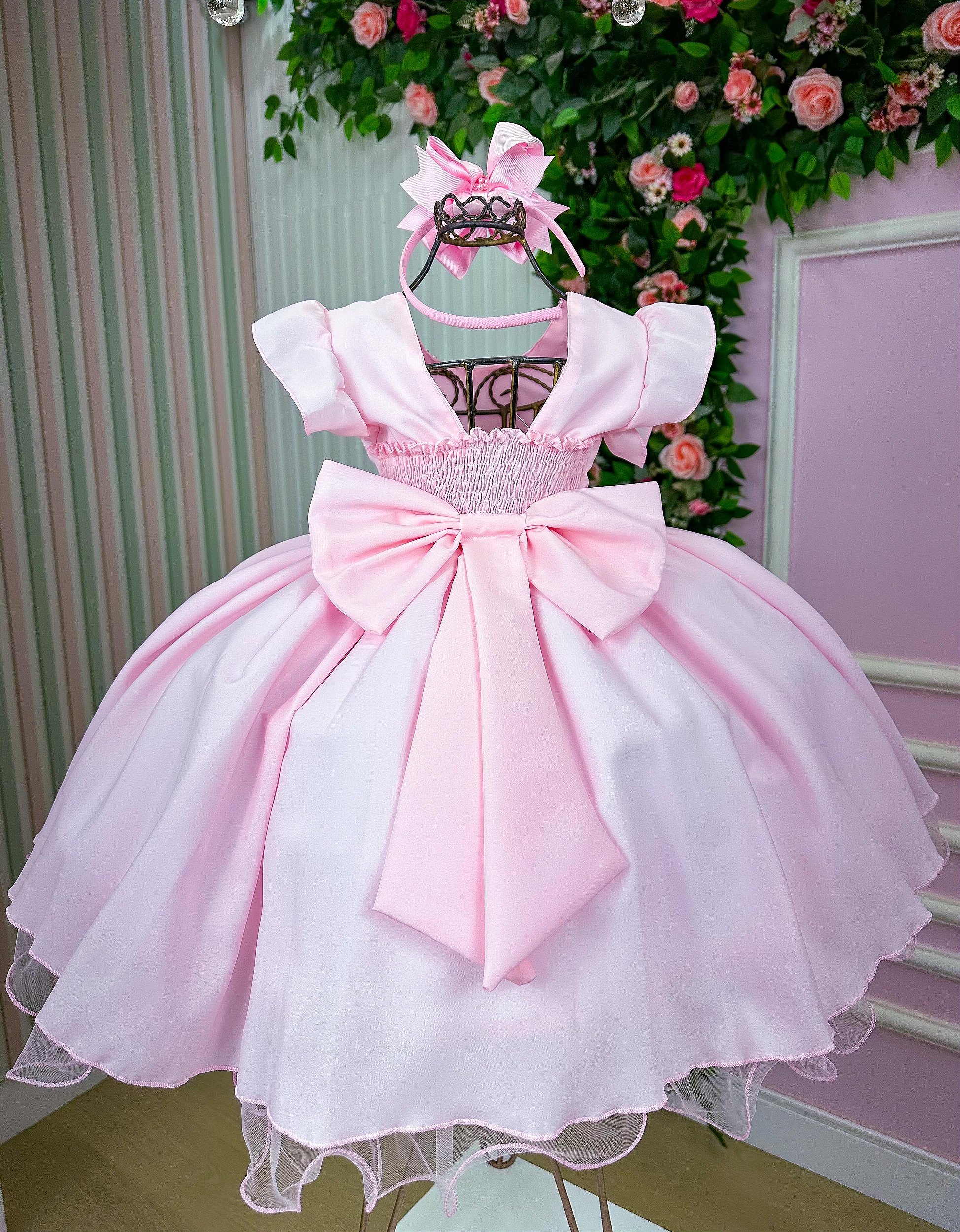 Vestido Belle Fille Elisa Rosa Bebe - BELLI KIDS ATACADO
