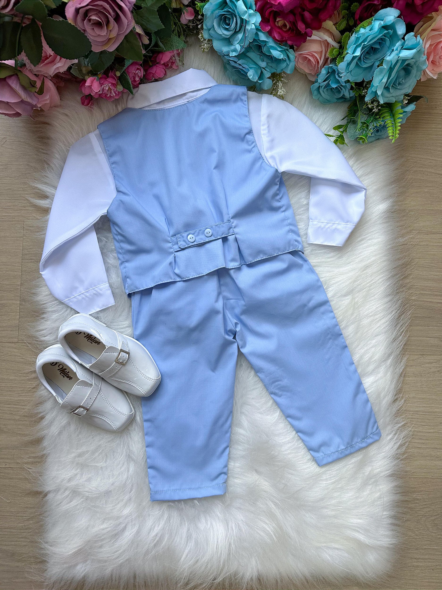 Conjunto Miss Cherry Bebe Colete Pietro Azul Bebe - BELLI KIDS ATACADO