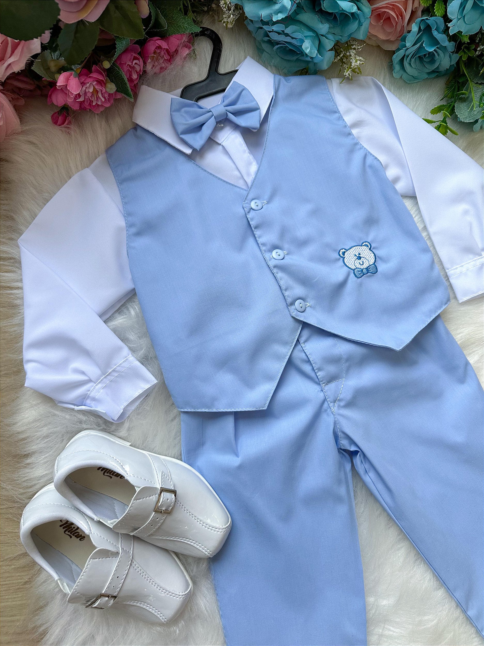 Conjunto Miss Cherry Bebe Colete Pietro Azul Bebe - BELLI KIDS ATACADO
