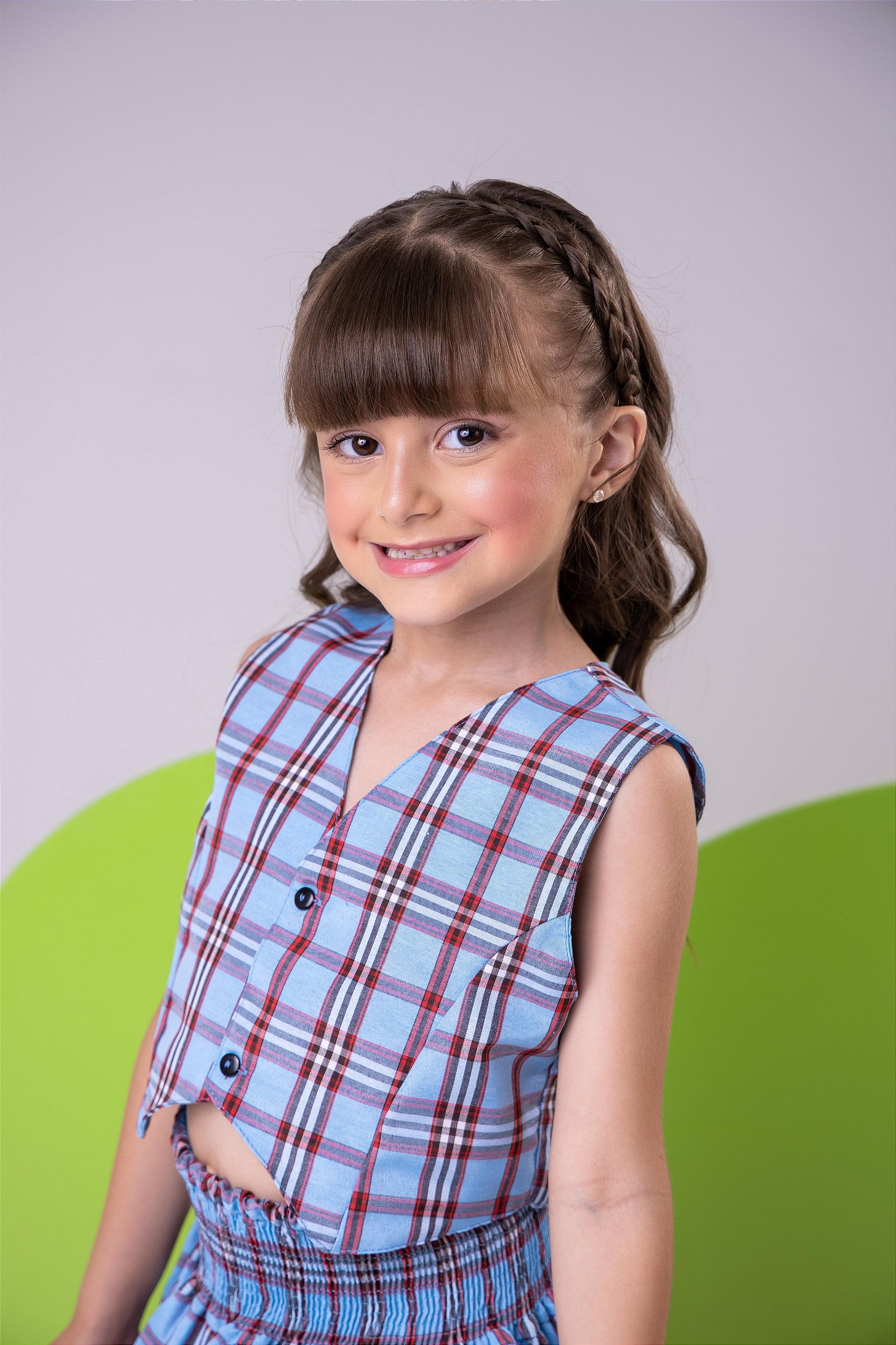 Conjunto Junino Miss Cherry Melissa Xadrez Azul Bebe - BELLI KIDS ATACADO