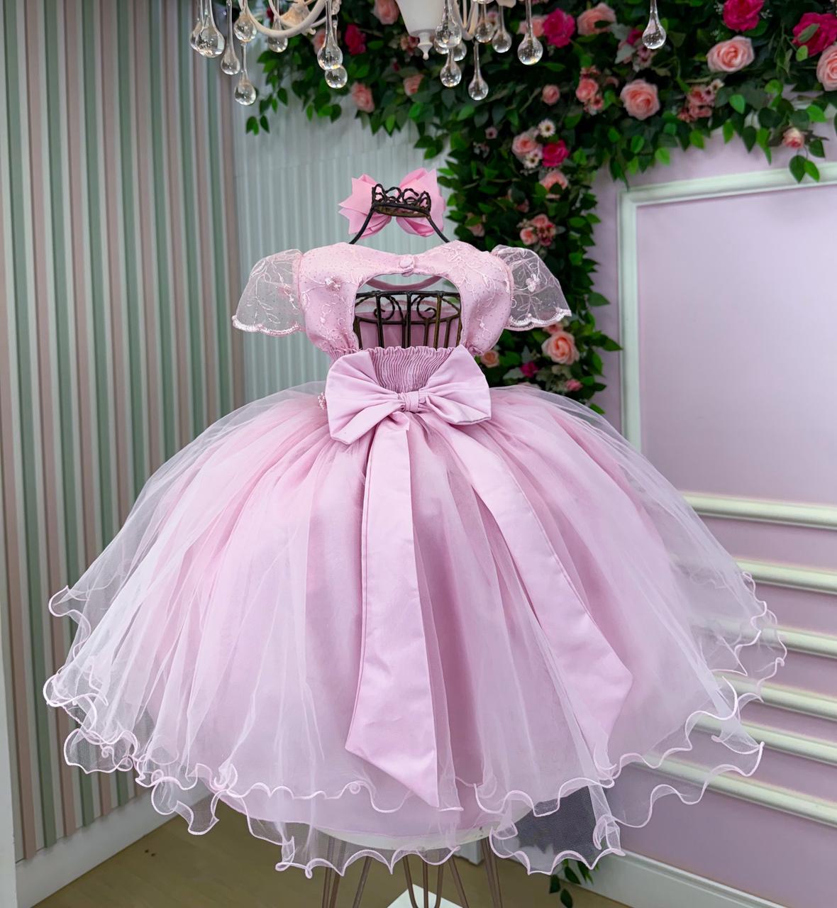 Vestido Bella Child Layla Rosa Bebe - BELLI KIDS ATACADO