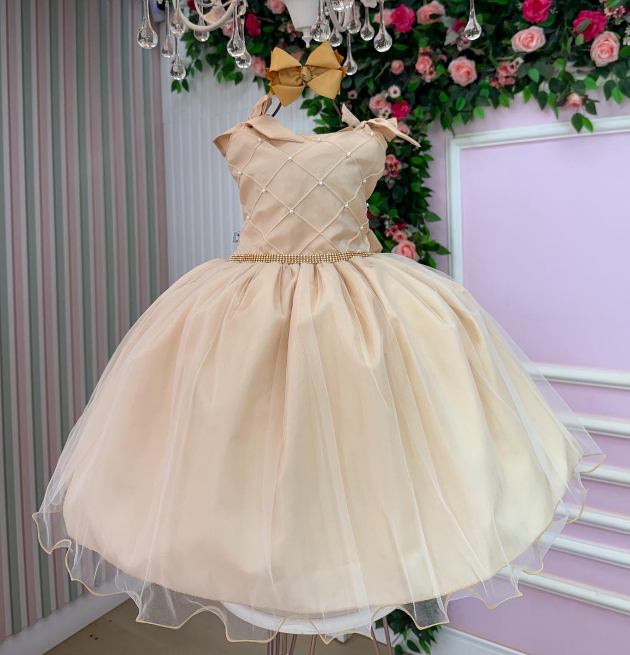 Vestido Marie Mariely Dourado - BELLI KIDS ATACADO