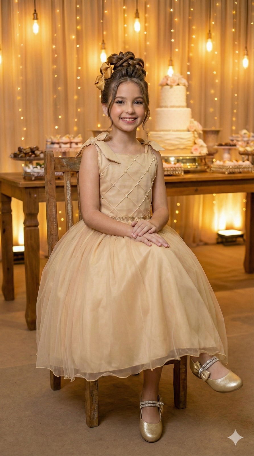 Vestido Marie Mariely Dourado - BELLI KIDS ATACADO