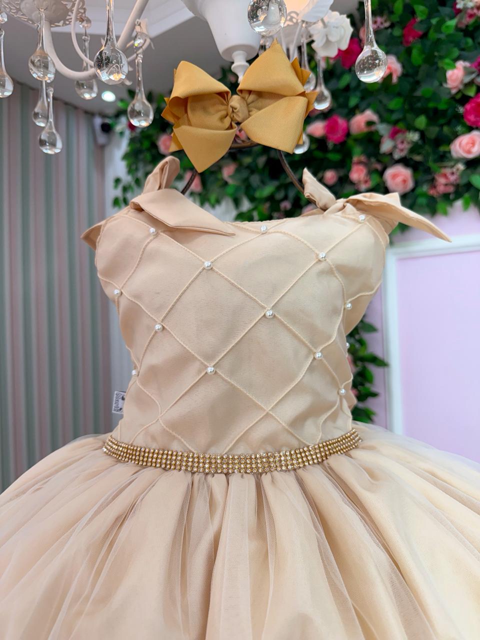 Vestido Marie Mariely Dourado - BELLI KIDS ATACADO