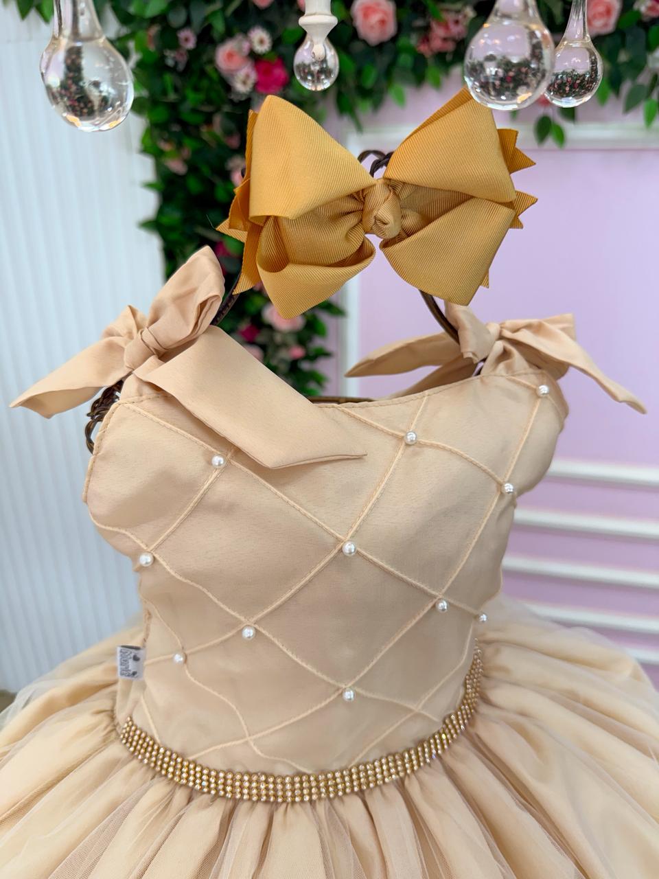 Vestido Marie Mariely Dourado - BELLI KIDS ATACADO