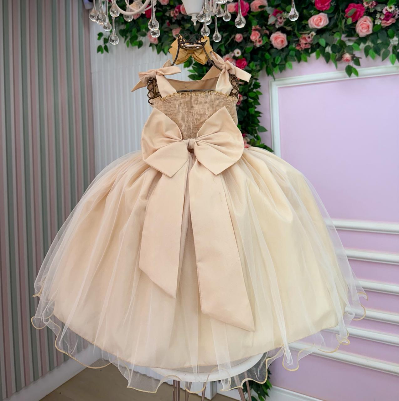 Vestido Marie Mariely Dourado - BELLI KIDS ATACADO