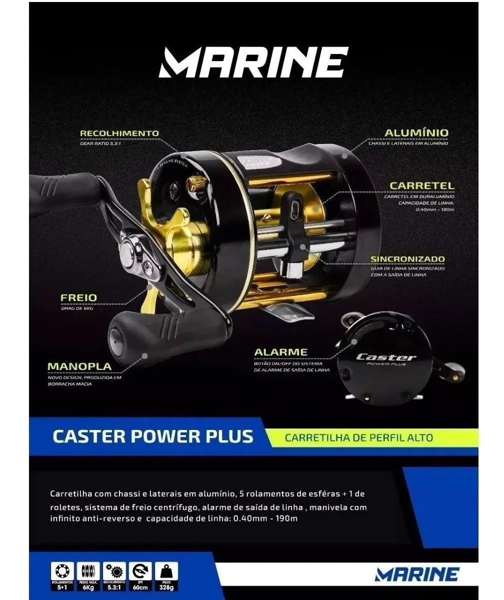 Carretilha Caster Power Plus 400 Marine 6 Rolamentos - MP Fishing MP ...