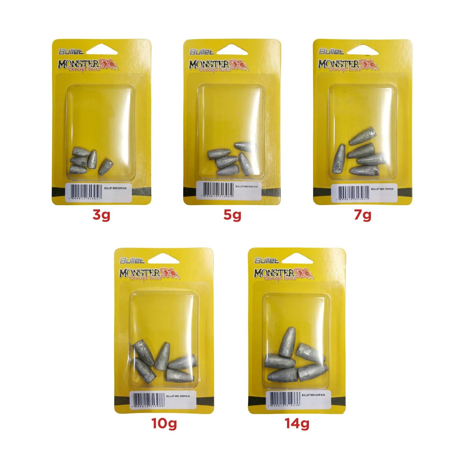 Chumbo Bullet Monster 3X Blister com 5 Unidades - MP Fishing MP Mundo ...