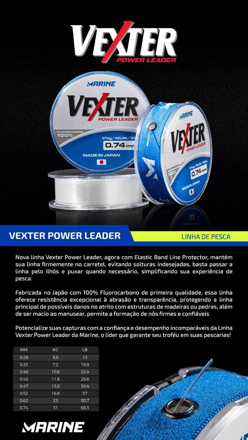 Linha Vexter Power Leader Fluorcarbon Marine 50 mt - MP Fishing MP ...