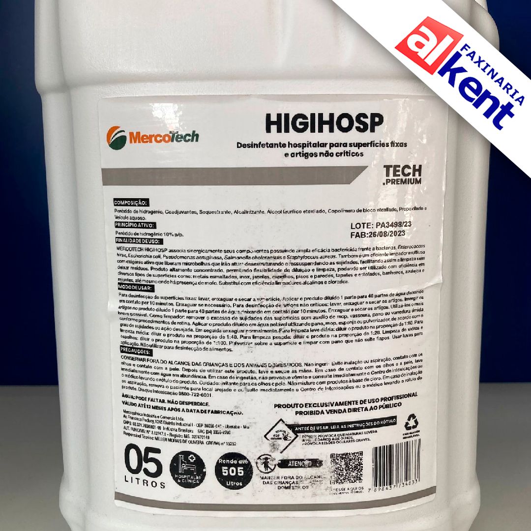 Desinfetante Concentrado Higi-Hosp Mercotech 5L - Alkent Faxinaria ...