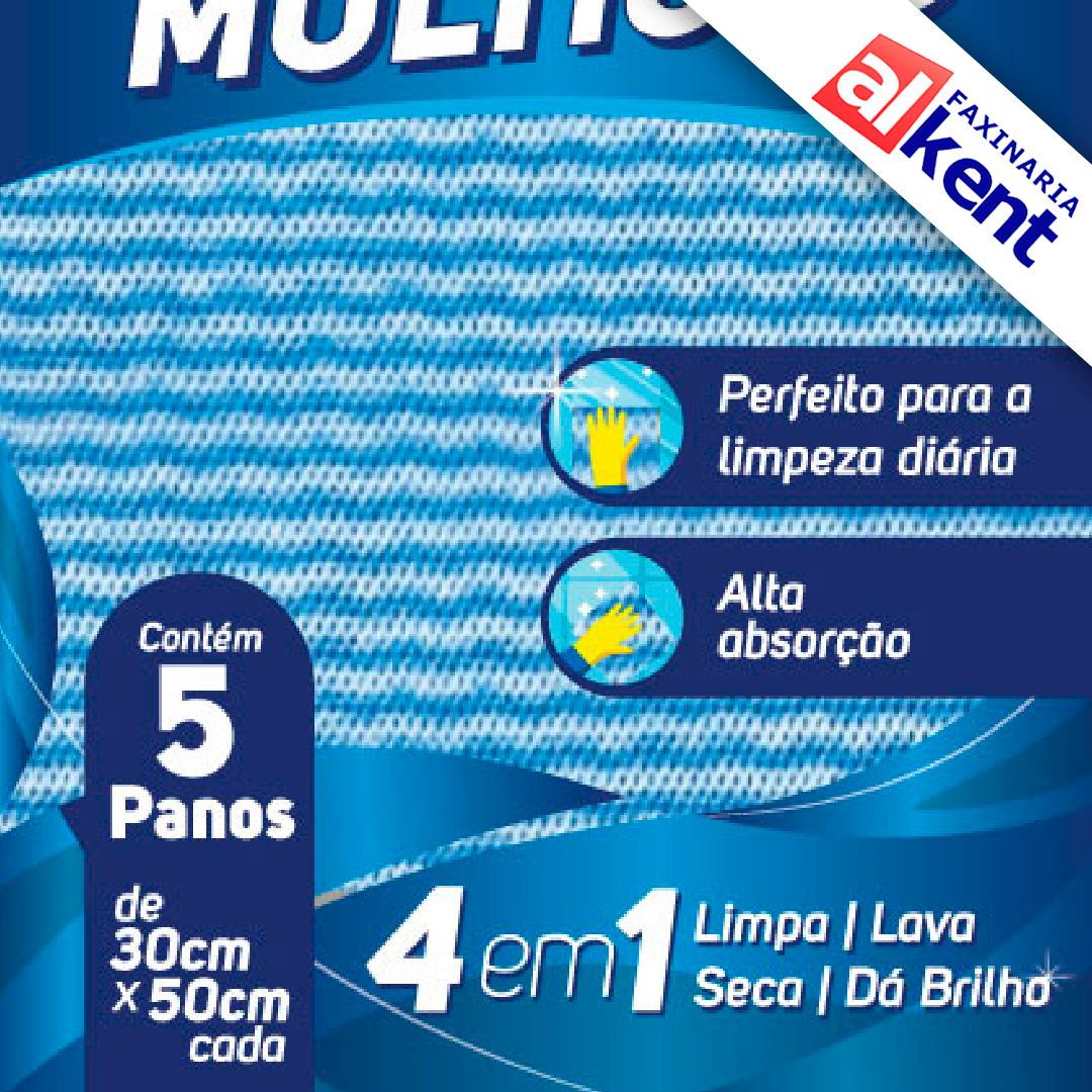Pano Multiuso 4 em 1 Nobre com 5 unidades 30x50 - Alkent Faxinaria ...
