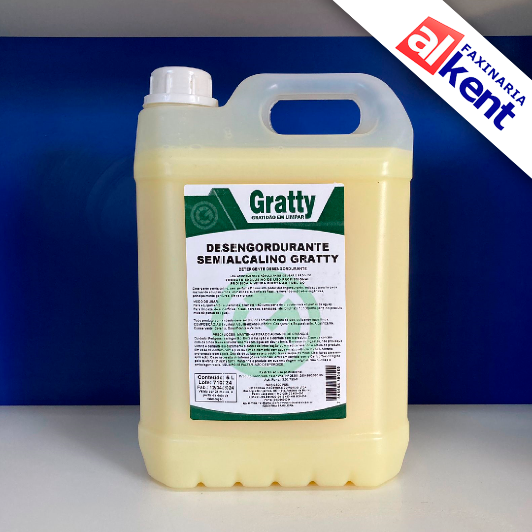 Detergente Desengordurante Semialcalino Concentrado Gratty 5L - Alkent Faxinaria | Produtos de ...