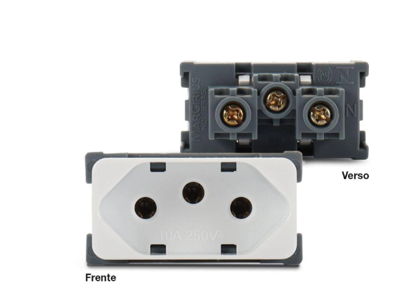 Módulo Tomada Padrão Brasileiro 2P+T 20A 250V Branco B3 MARGIRIUS - AralleShop