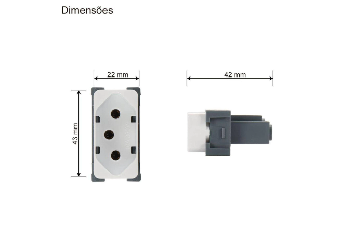 Módulo Tomada Padrão Brasileiro 2P+T 20A 250V Branco B3 MARGIRIUS - AralleShop