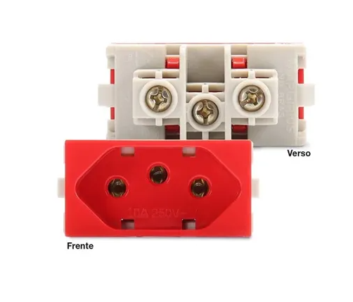 Módulo Tomada Padrão Brasileiro 2P+T 20A 250V Vermelho B3 MARGIRIUS - AralleShop