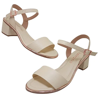 Sandalia Beira Rio Salto Bloco Feminina CREME - Deka Calçados