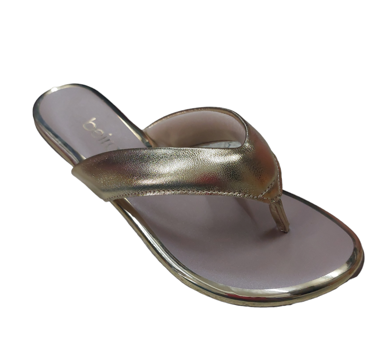 Chinelo Flat Beira Rio Feminino DOURADO - Deka Calçados