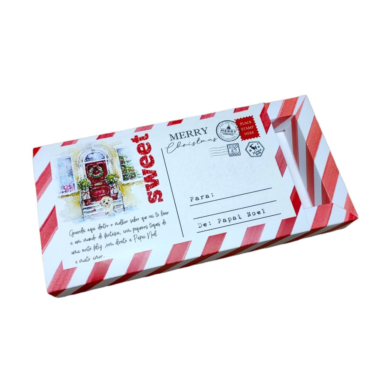 10un. Caixa 01 Barra Chocolate 250g ou 260g - Postal Sweet Christmas > - GreenAppleBox ...