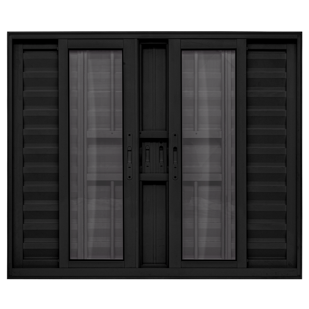 JANELA VENEZIANA 6 FLS ALUMÍNIO PRETO C/ GRADE - LINHA 25 PREMIUM ...