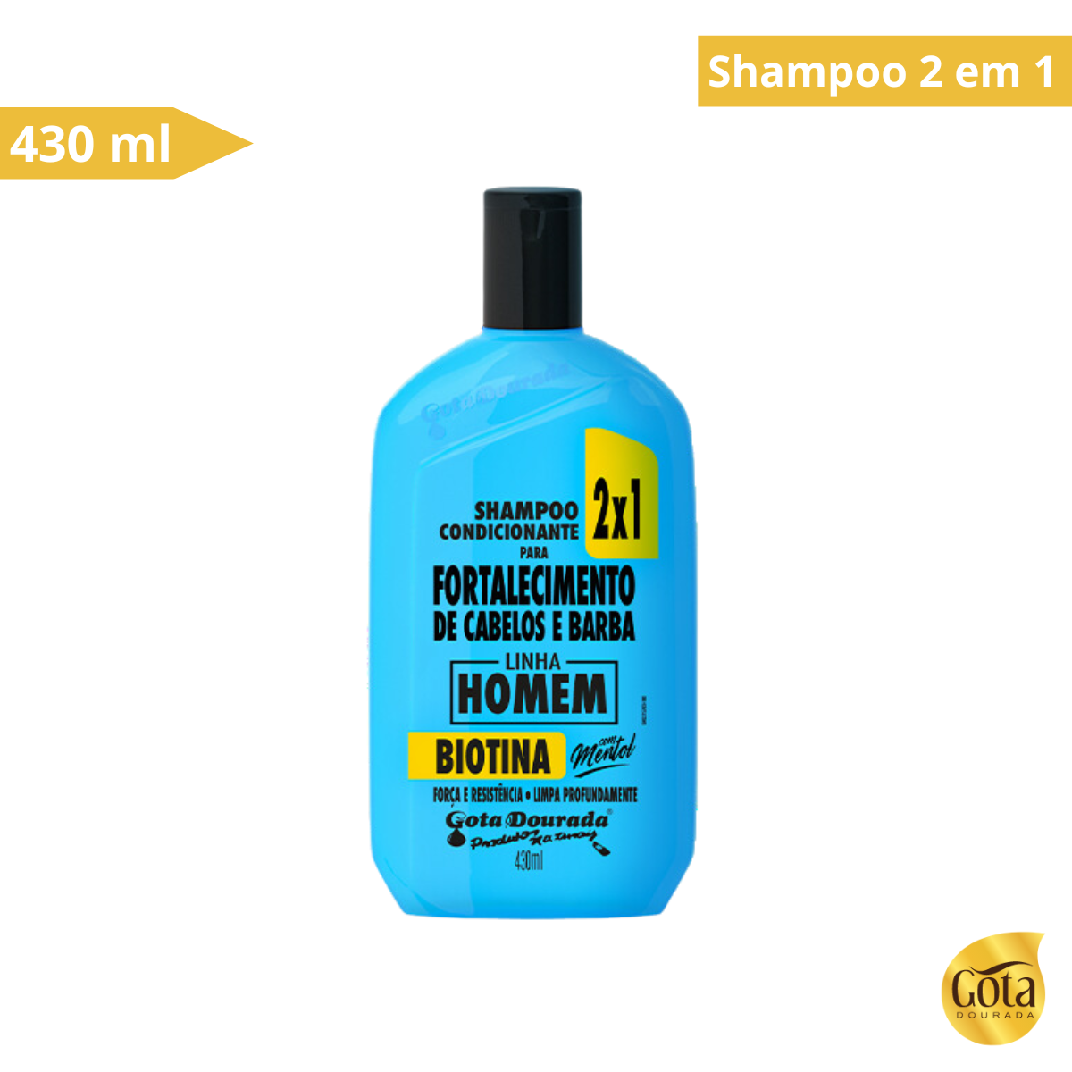 Shampoo 2 em 1 e Tônico Para Cabelo e Barba para Homens Gota Dourada ...