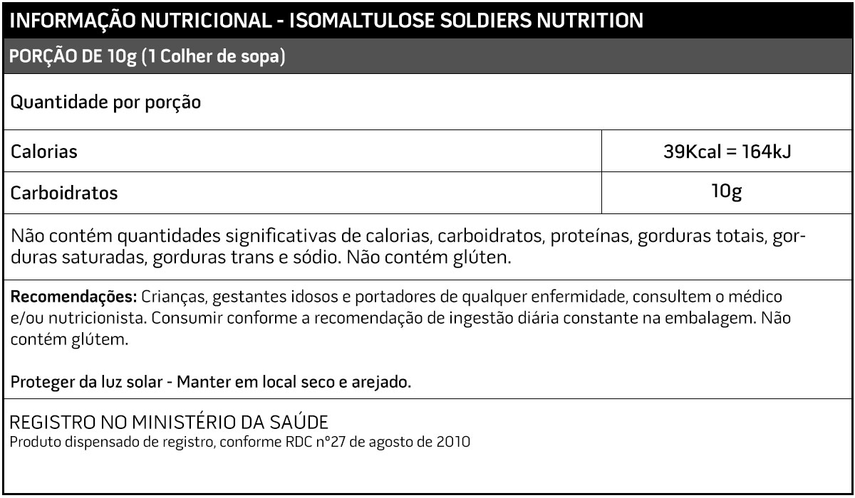 Isomaltulose 500g - 100% Puro Importado - Soldiers Nutrition - Soldiers Nutrition