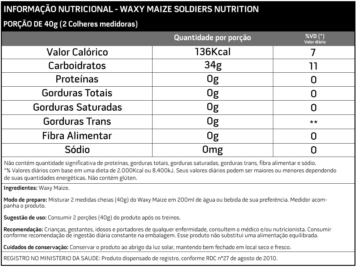 Waxy Maize 1Kg - 100% Puro Importado - Soldiers Nutrition - Soldiers ...