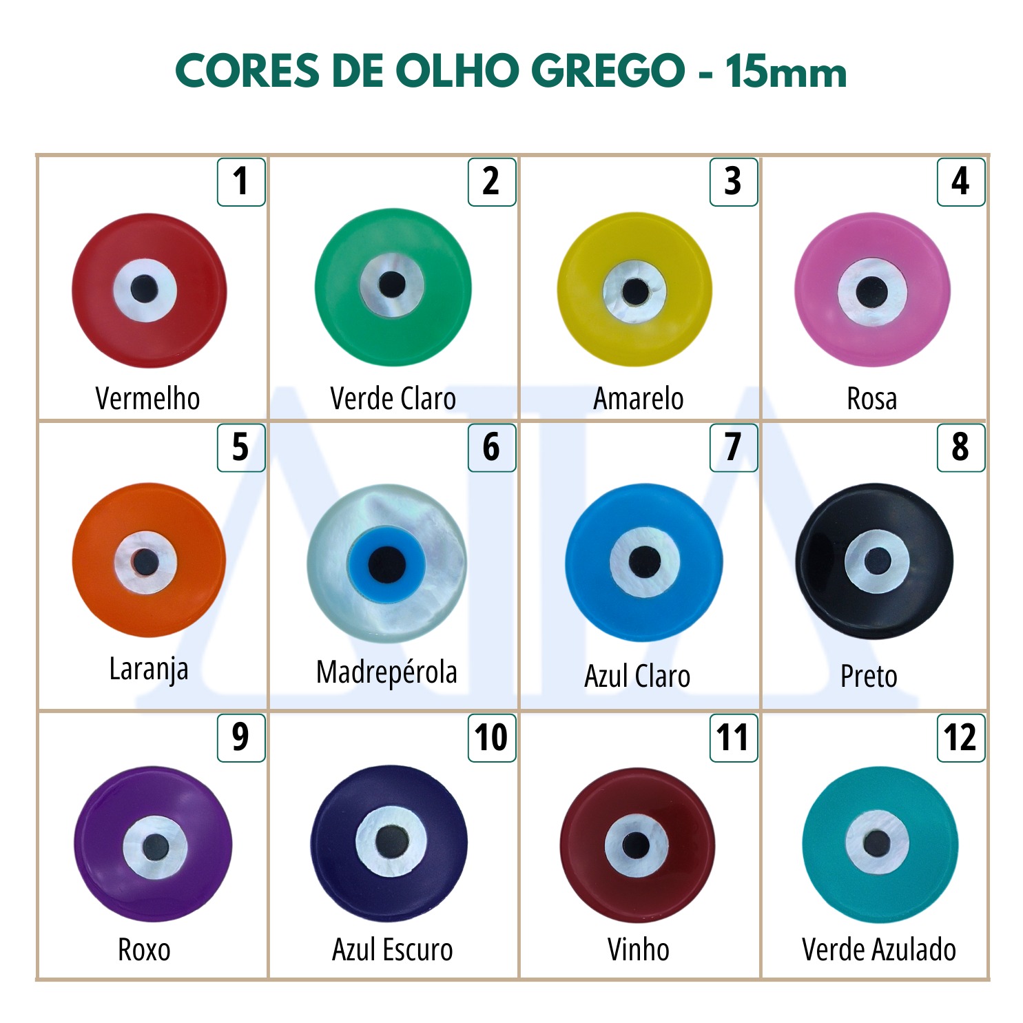 Pingente Olho Grego 15mm Amarelo Ouro 18k - All Ativa