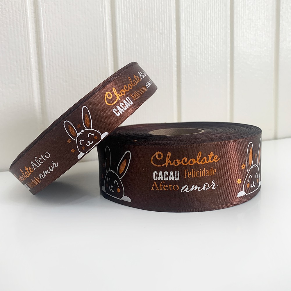 Fita de cetim - Chocolate - 50 metros - Lamar Etiquetas e Fitas