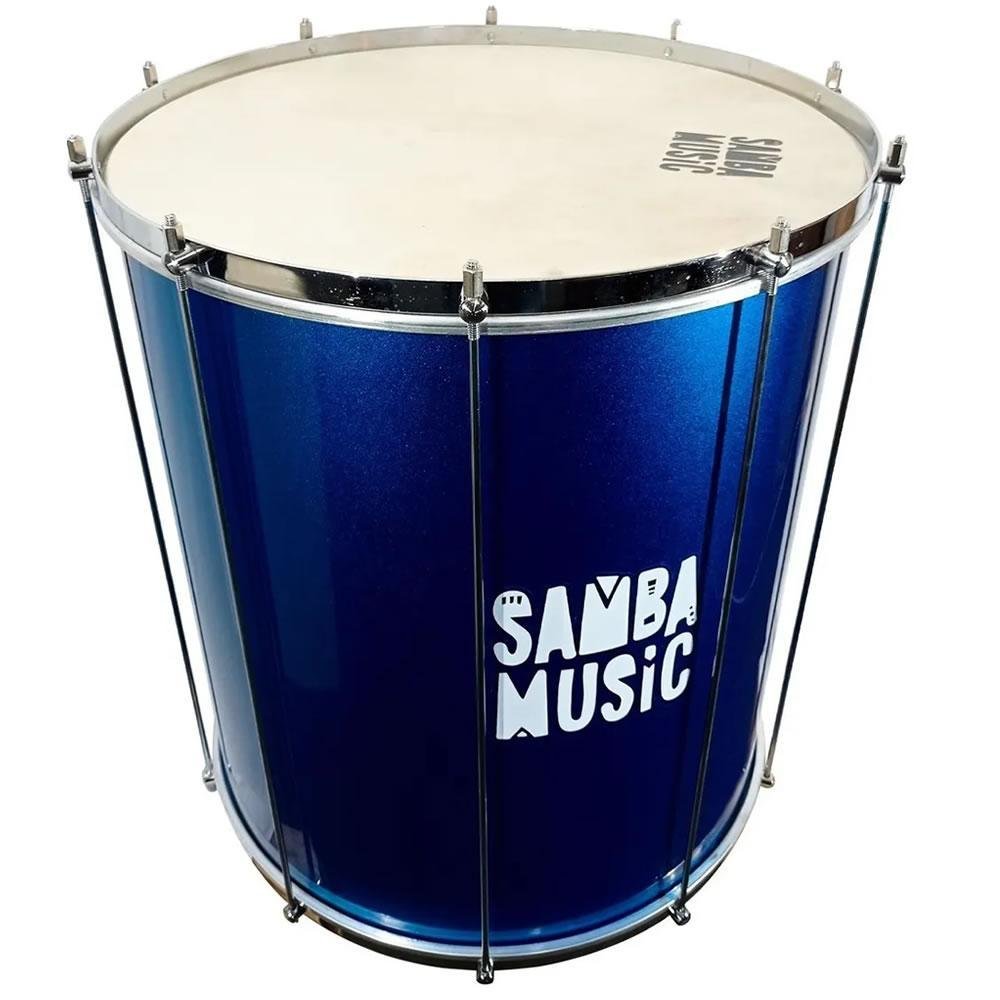 Surdo Madeira Samba Music 60x20 Azul Pele Animal Com 10% OFF Em Promoç ...