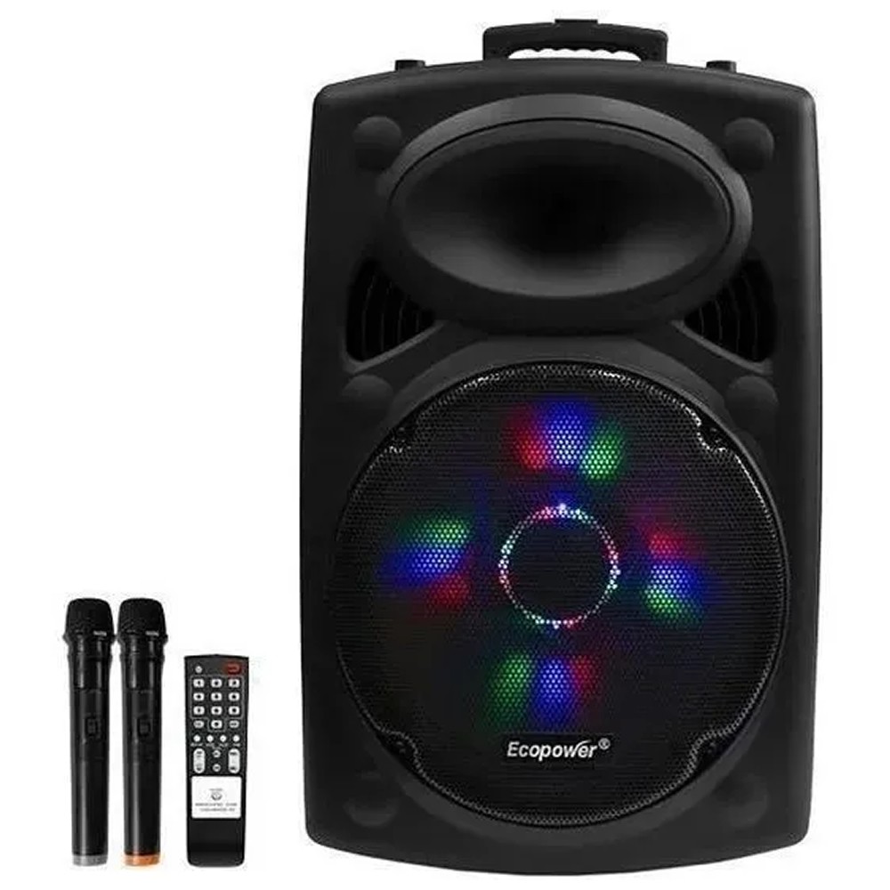 Caixa de Som Ecopower EP-1903 SD / USB / Bluetooth / Karaokê Com 10% O ...