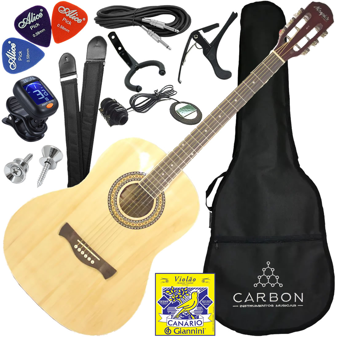 Kit Violão Clássico Elétrico Aço Memphis Ac40 Natural Vx08 Com 10% OFF ...