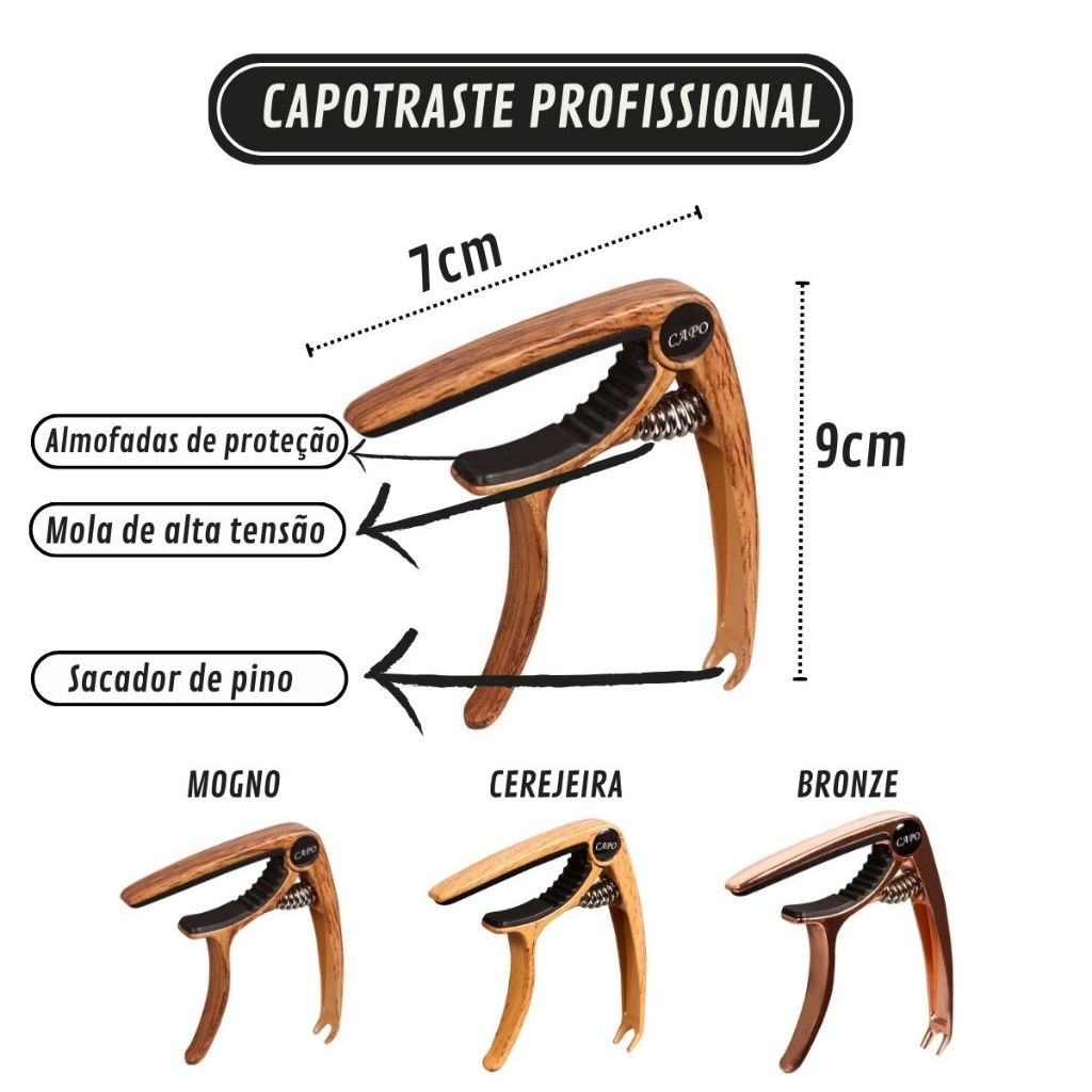 Capotraste Guitar Capo Sc-5 Alumínio Cor de Madeira - Constelação ...