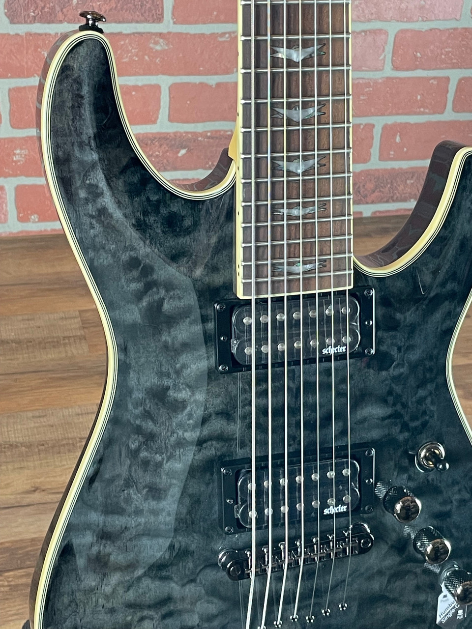 Guitarra Schecter Omen Extreme-7 STBLK See-Thru Black 7 Cordas com ...