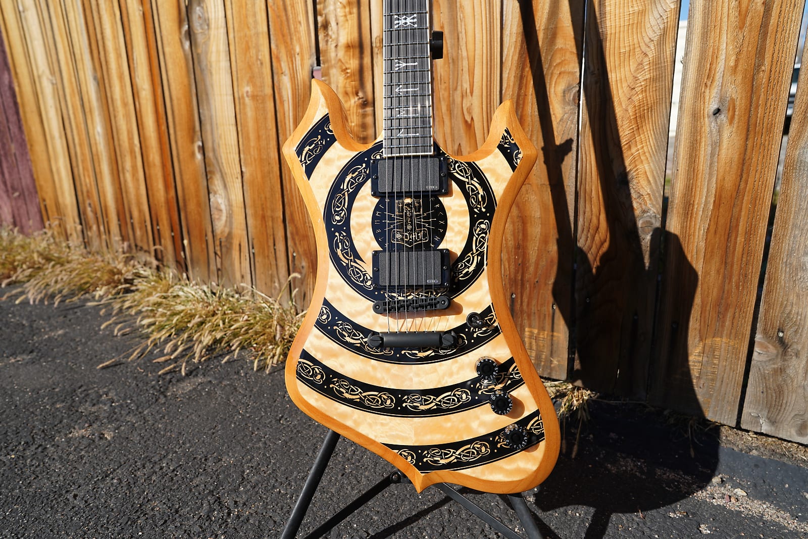 Guitarra Schecter Wylde Audio Nomad Norse Dragon Raw Top com Captadores ...