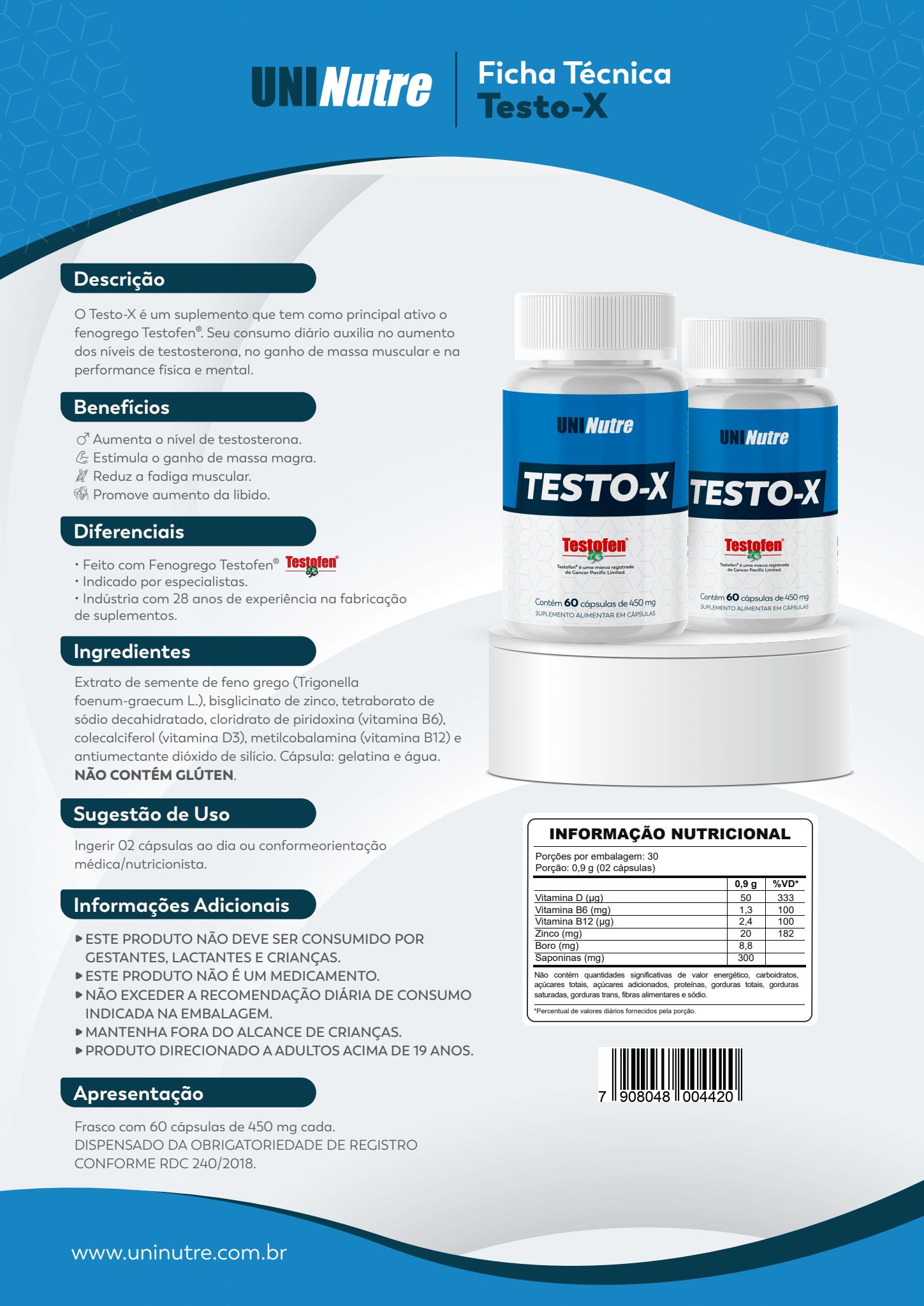 Testo-X | Potência e cuidados com a saúde masculina - Uninutre