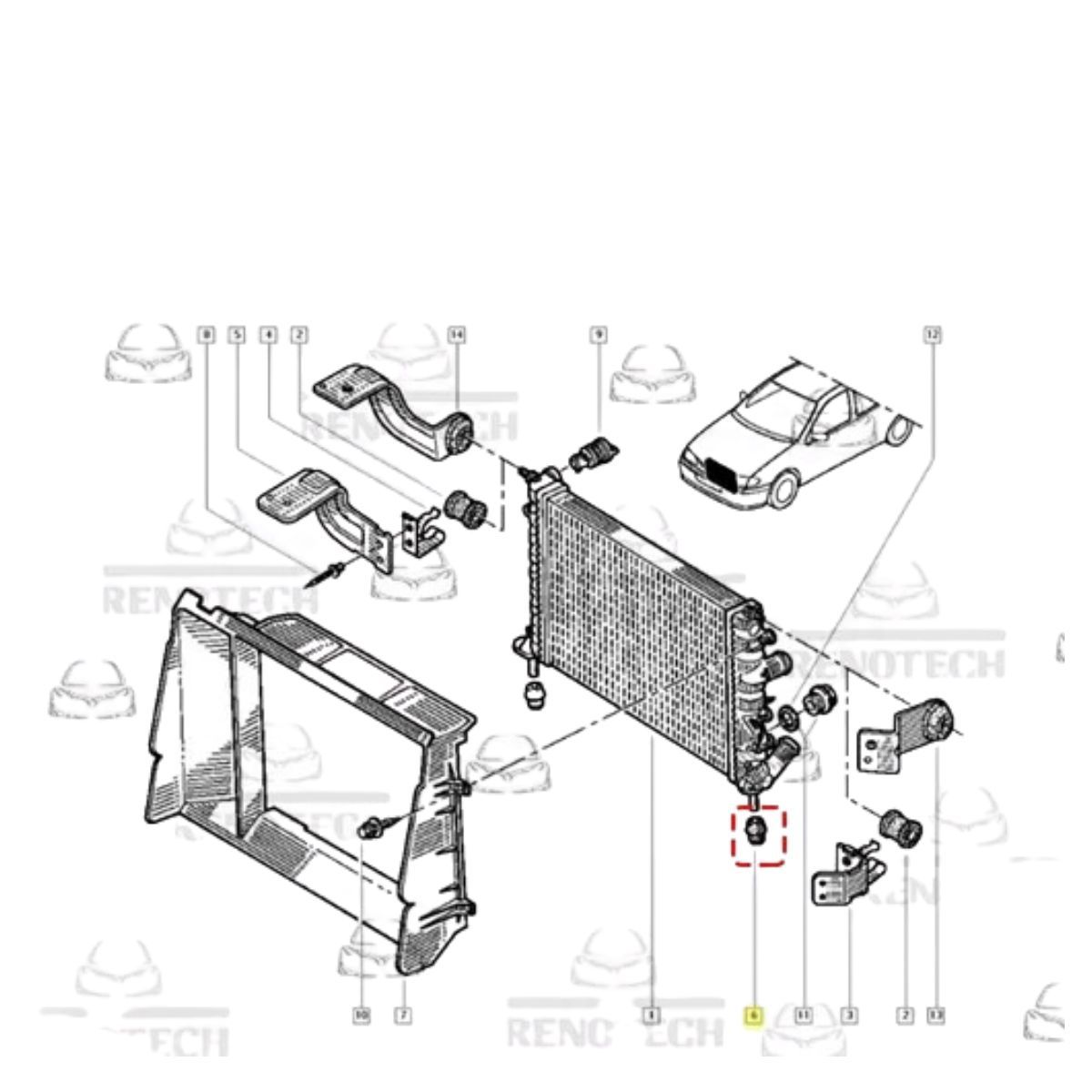 Coxim Inferior De Fixação Do Radiador Logan 2012- 7700430992 - Fegus ...
