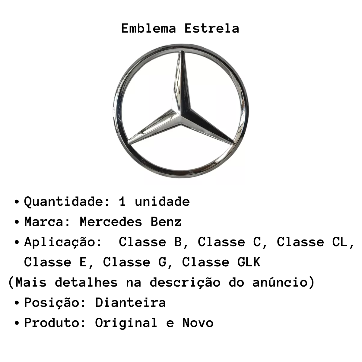 Emblema Estrela Grade Frontal Mercedes A2078170016 - Fegus Auto Parts ...