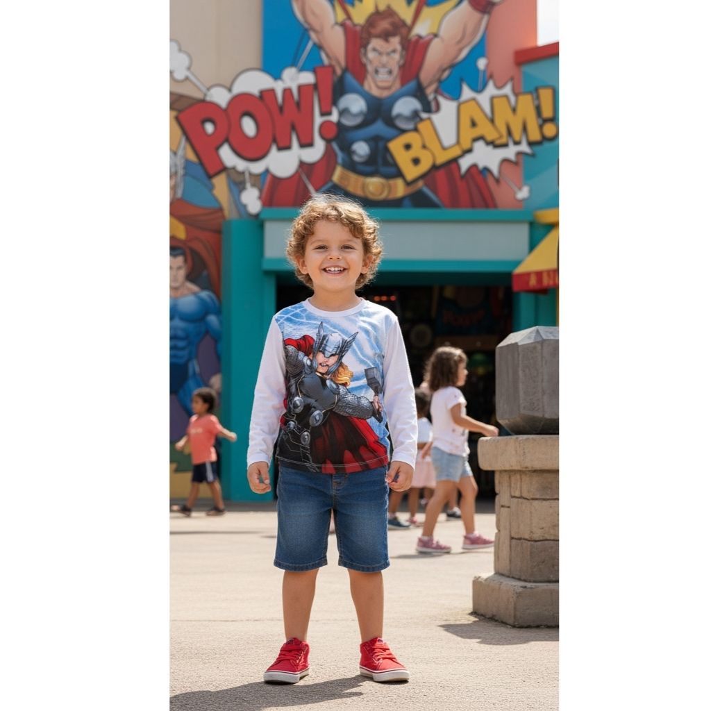 Camiseta Thor Infantil Masculina Manga Longa 100% Algodão - Vesttemaskids