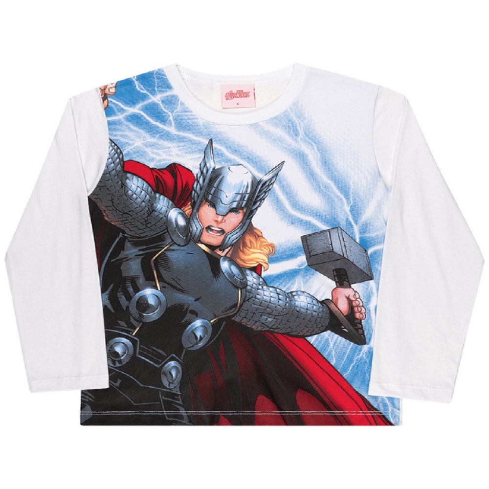 Camiseta Thor Infantil Masculina Manga Longa 100% Algodão - Vesttemaskids