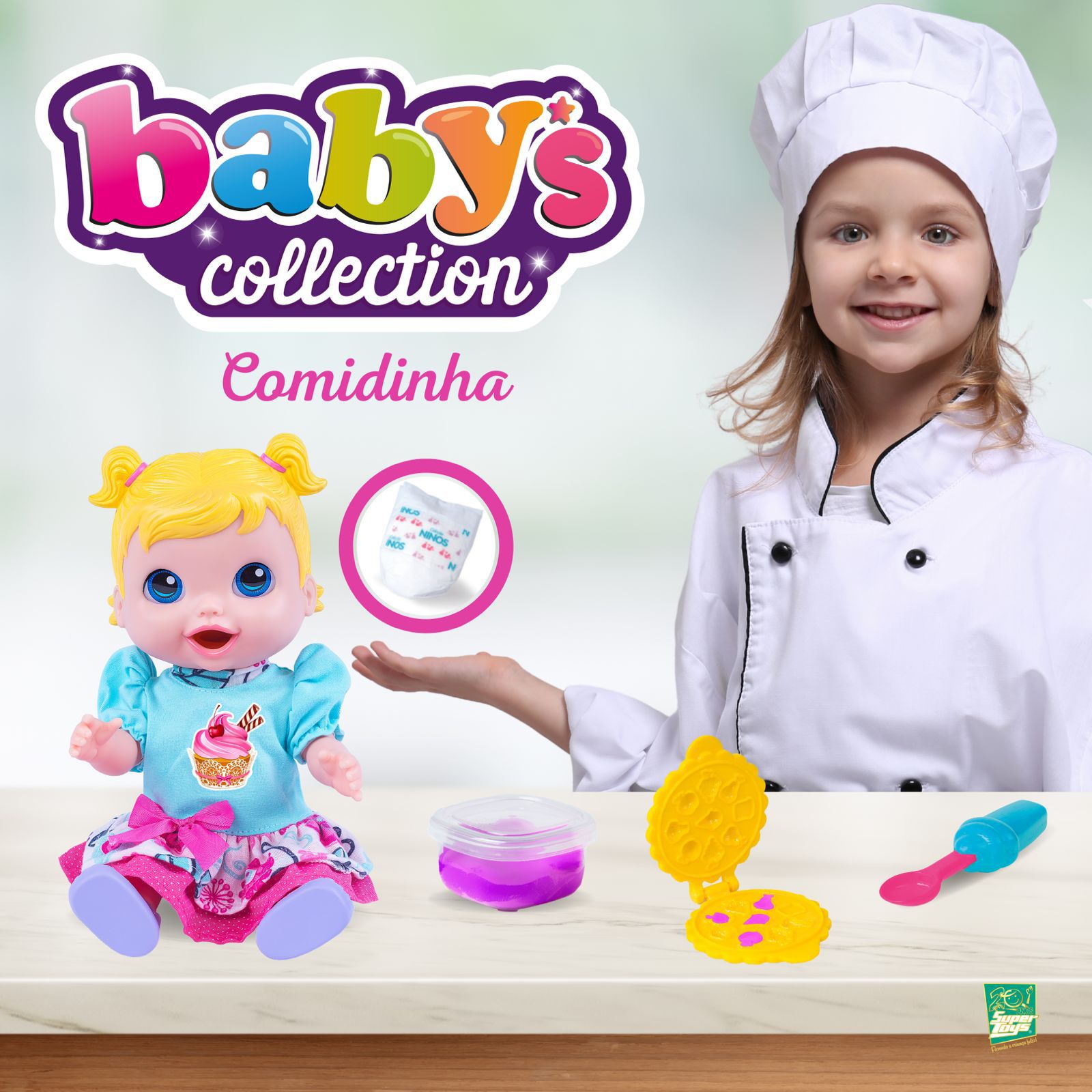 Boneca Para Dar Comidinha Faz Caquinha Babys Collection - SuperToys